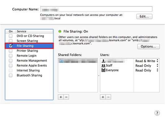 Setting up a password-protected file share for the Scan to Network Folder